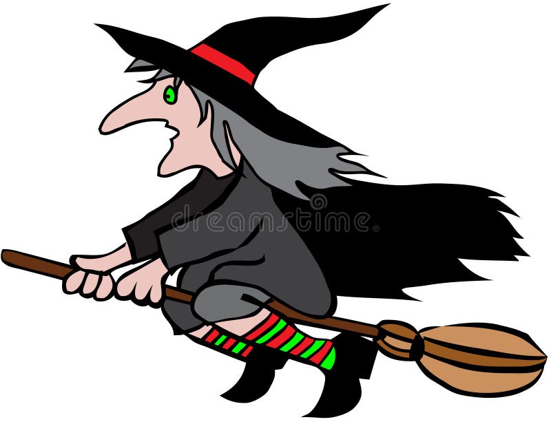Halloween-Hexe Auf Broomstick Vektor Abbildung - Illustration von ...