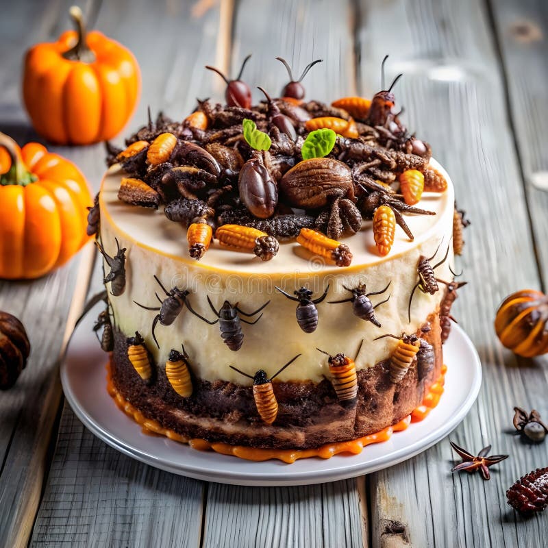 A Halloween Horror Cake Adorned with Creepy, Realistic Bugs for a ...