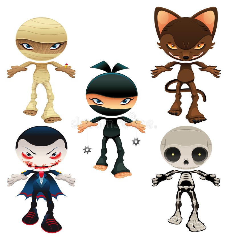 Halloween Horror Characters Stock Vector - Illustration of werewolf ...