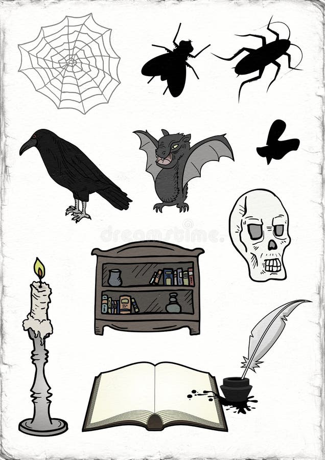 Halloween horror elements stock illustration. Illustration of aged ...