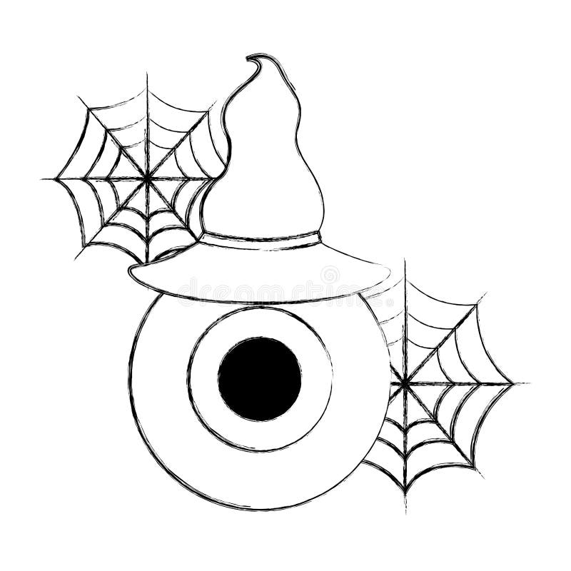 Halloween Horror Eye with Hat and Spiderweb Stock Illustration ...