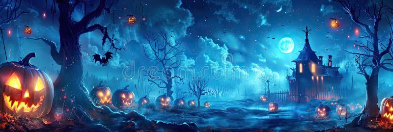 Halloween Horror Party Banner Template with Copyspace Stock ...