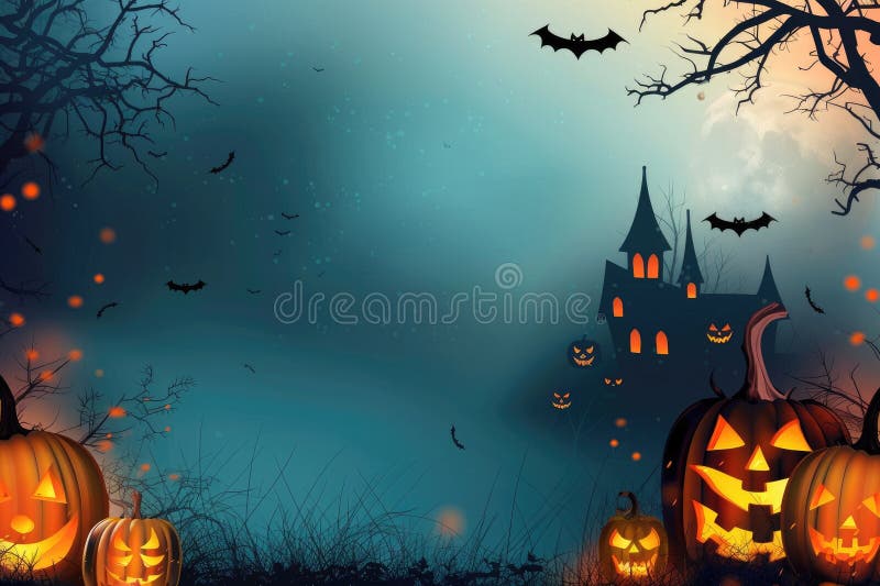 Halloween Horror Party Banner Template with Copyspace Stock ...