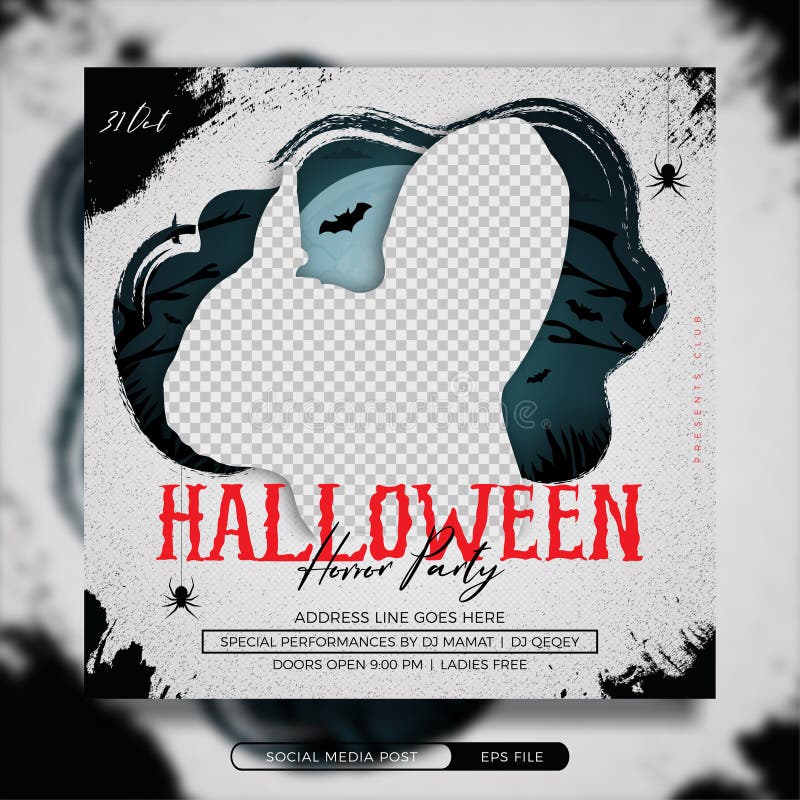 Halloween Horror Party Social Media Post Template Stock Vector ...