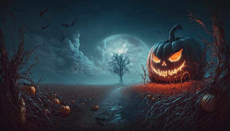 Hallowen Horror Scenery Art Stock Illustration - Illustration of ...