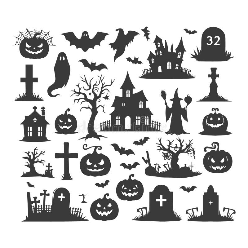 Halloween Horrors Vector Design Elements Collection (Set-06) Stock ...