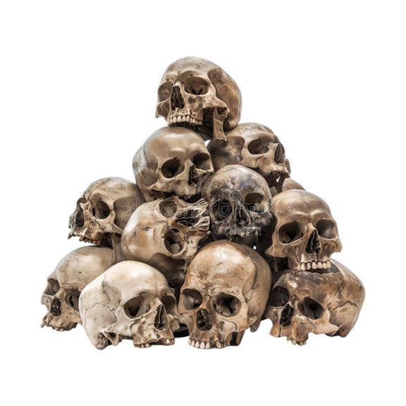 Halloween Human Skulls Stack on Transparent Background - Ai Generated ...