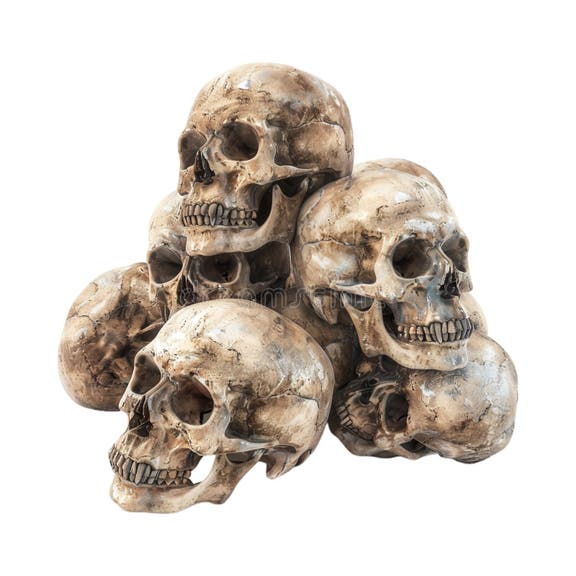 Halloween Human Skulls Stack on Transparent Background - Ai Generated ...