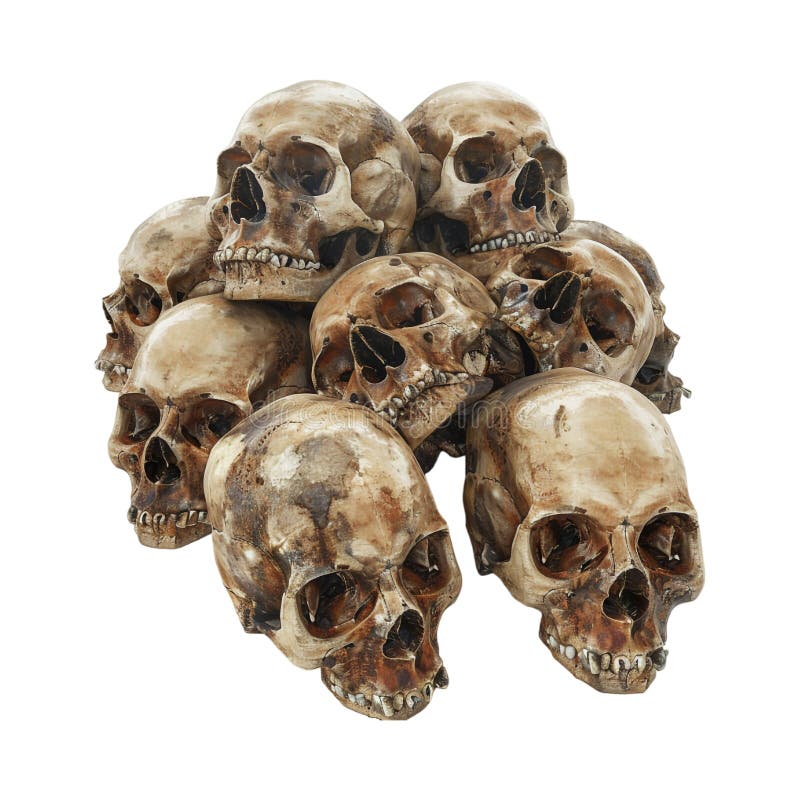 Halloween Human Skulls Stack on Transparent Background - Ai Generated ...