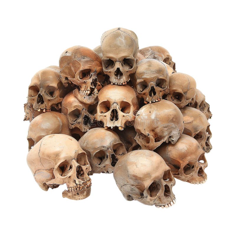 Halloween Human Skulls Stack on Transparent Background - Ai Generated ...