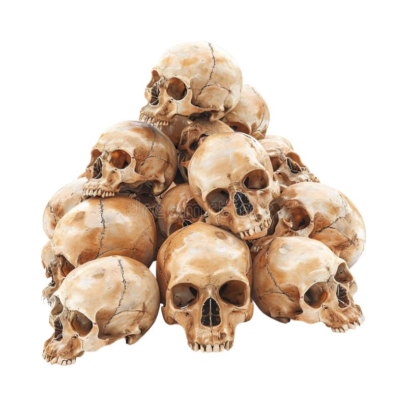Halloween Human Skulls Stack on Transparent Background - Ai Generated ...