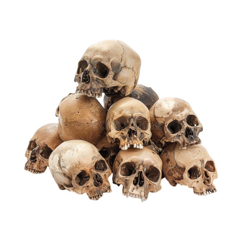 Halloween Human Skulls Stack on Transparent Background - Ai Generated ...