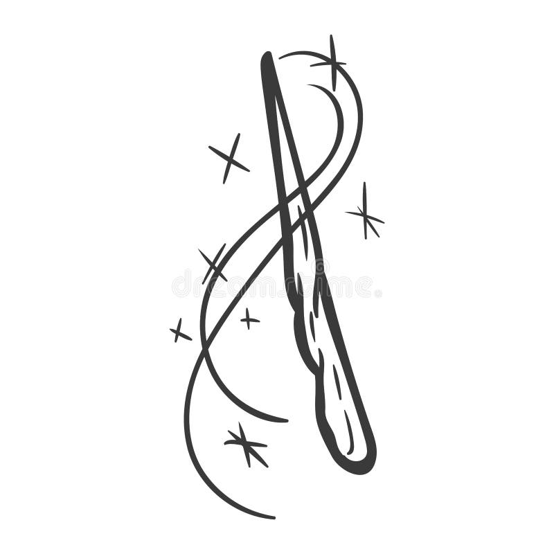 Doodle draw magic wand stock vector. Illustration of cartoon - 260967749