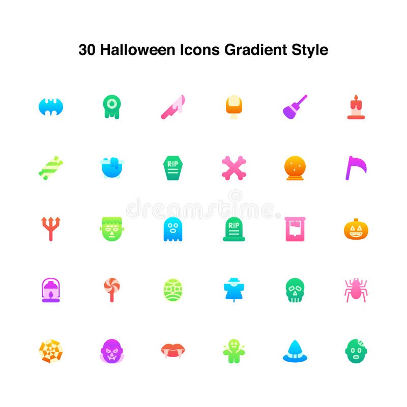 30 Halloween Icon Gradient Style Icon. Halloween Themed Icon. Stock ...