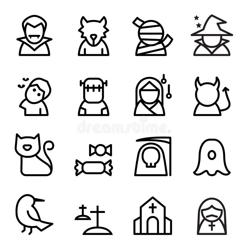 Devil & Angel Icon Set in Thin Line Style Stock Vector - Illustration ...