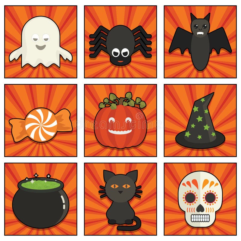 Halloween icons stock vector. Illustration of square - 43398245