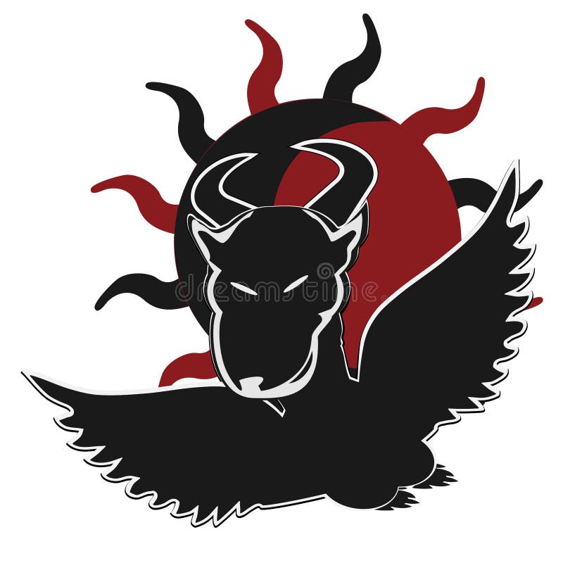 Halloween Illustration - Bat on a Background of Red Sun. Cartoon ...