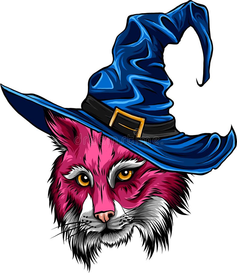 Halloween Illustration of a Cat Dressed As a Witch Stock Vector ...