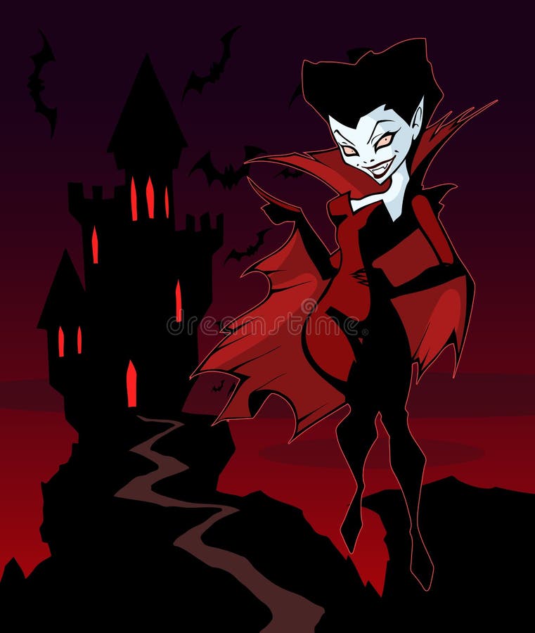 Halloween Illustration of a Cute Vampire Lady Stock Vector ...