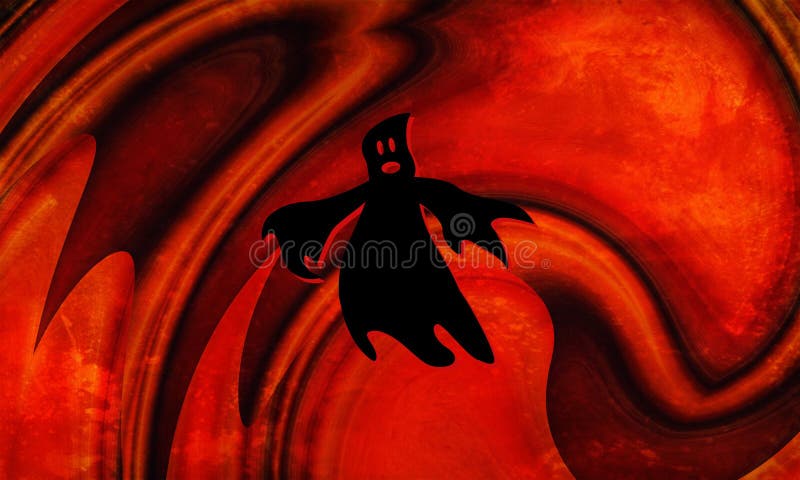 Halloween Illustration with a Scary Ghost on a Red Background Stock ...