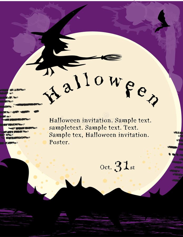 Halloween-inbjudningskort Med Nattbakgrund Pumpkin, Bat, Tombstone Och ...