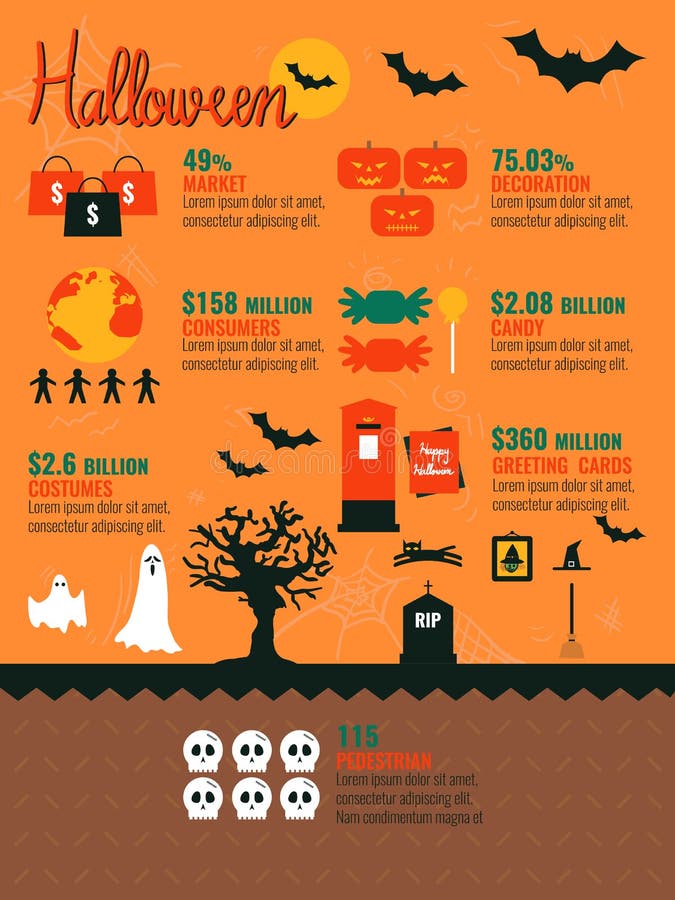 Halloween Infographic stock vector. Illustration of element - 57426235
