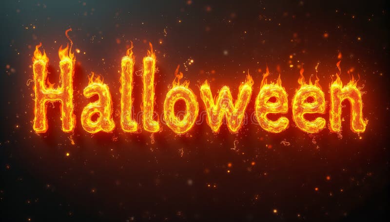 Halloween Inscription from a Fire Burning in the Night Stock ...