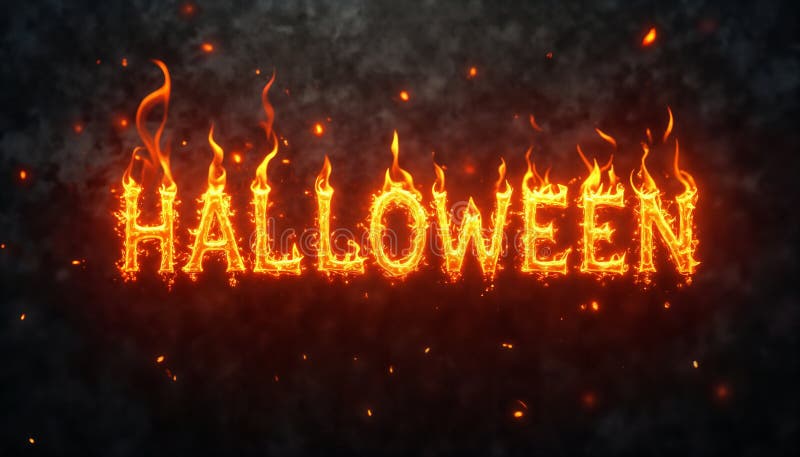 Halloween Inscription from a Fire Burning in the Night Stock ...