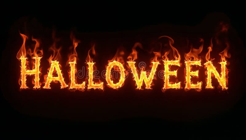 Halloween Inscription from a Fire Burning in the Night Stock ...