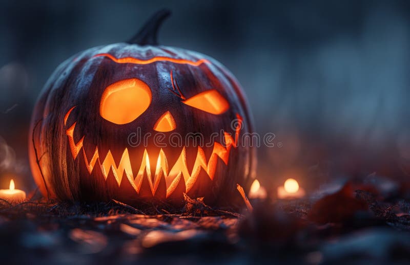 Halloween Jack O Lantern Pumpkin with a Spooky Face Stock Image - Image ...