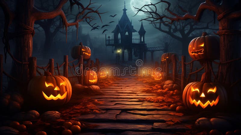 Halloween Jack O Lantern Standing on Ground Stock Illustration ...