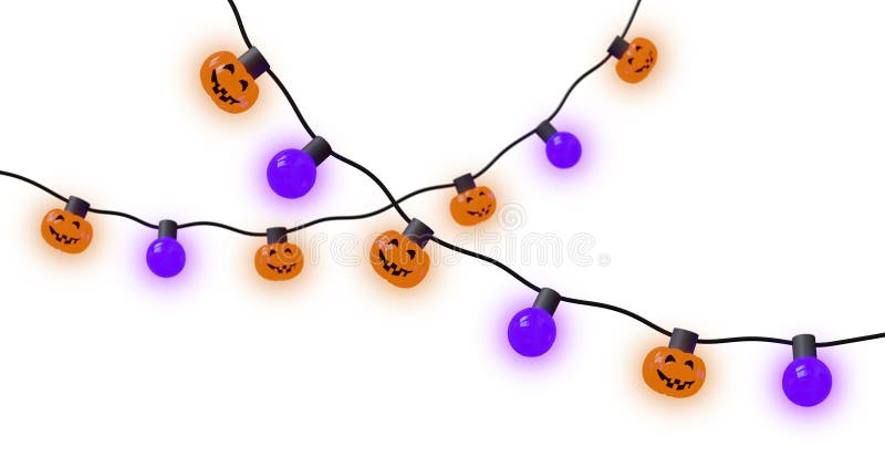 Halloween Lights Isolated on Transparent. Stock Image - Illustration of ...