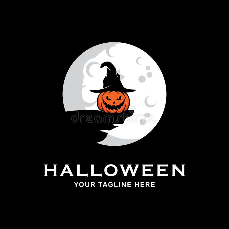 Halloween Logo Design Inspiration with Moon, Pumpkin and Hat ...
