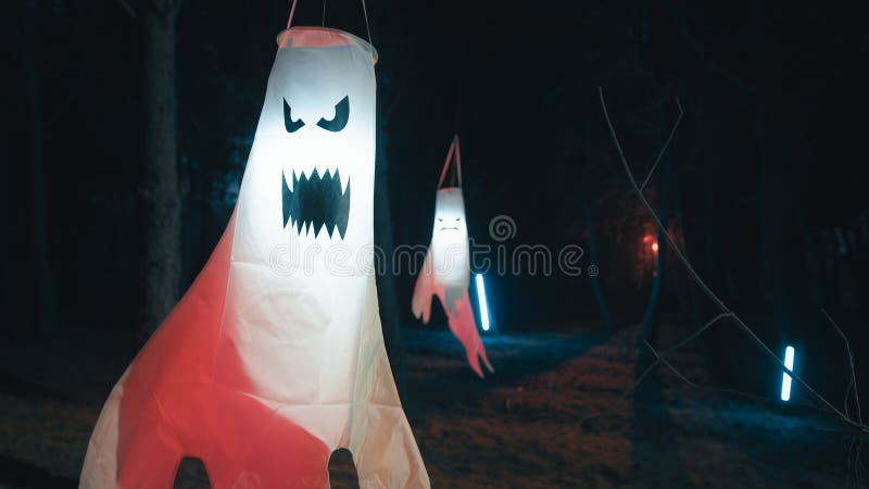 Ghost Hanging from a Tree in the Night Stock Image - Image of walk ...