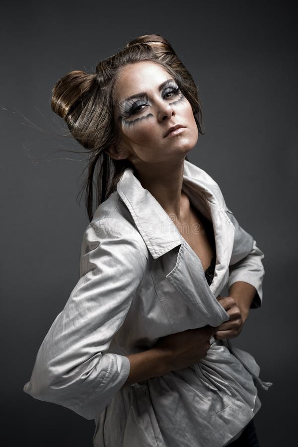 Fashion Model with Halloween Makeup and Hairstyle Stock Image - Image ...