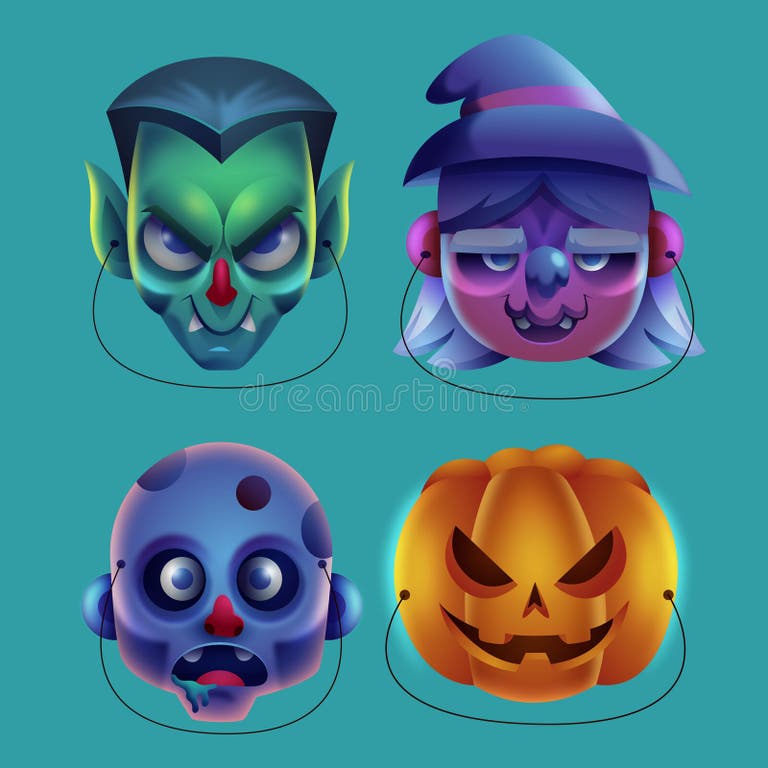 Halloween Mask Elements Collection Vector Design Illustration Stock ...