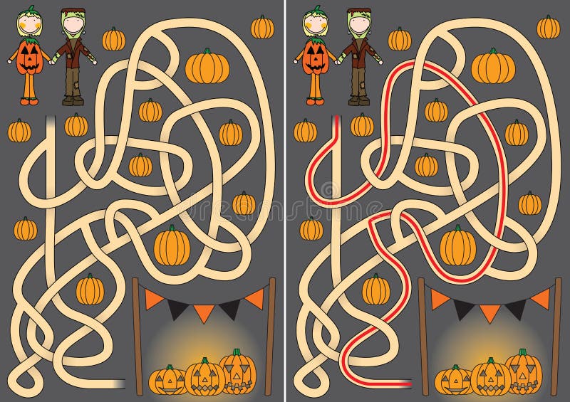 Visual Puzzle - Find Two Identical Pictures of Halloween Pumpkins Stock ...