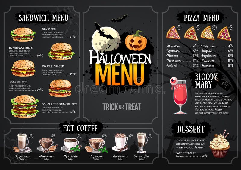 Halloween Menu Design with Jack O Lantern. Restaurant Menu Stock Vector ...