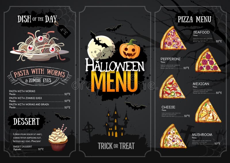 Halloween Menu Design with Jack O Lantern. Restaurant Menu Stock Vector ...