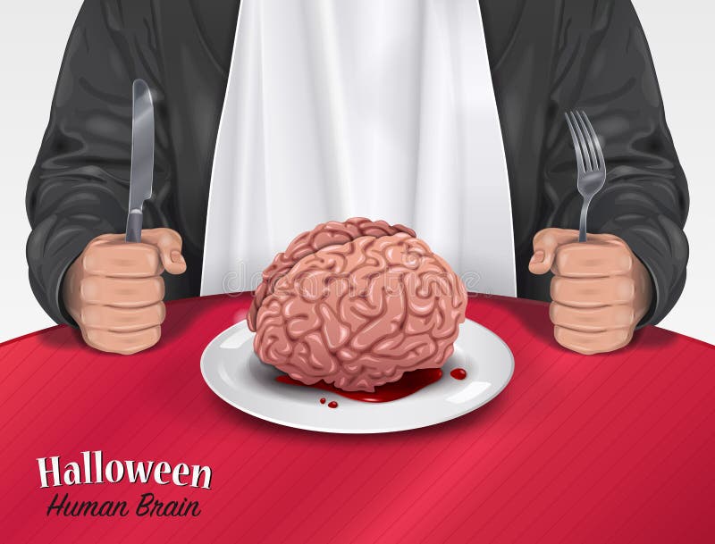 Halloween Menu - Human Brain Stock Vector - Illustration of cannibal ...