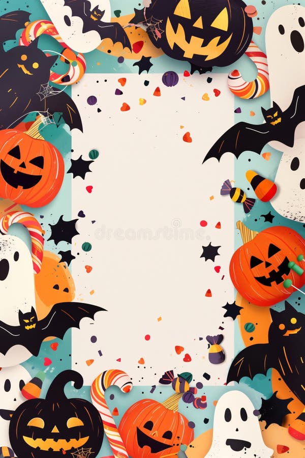 Halloween Menu Template Featuring Pumpkins, Ghosts, Bats, and Candy ...