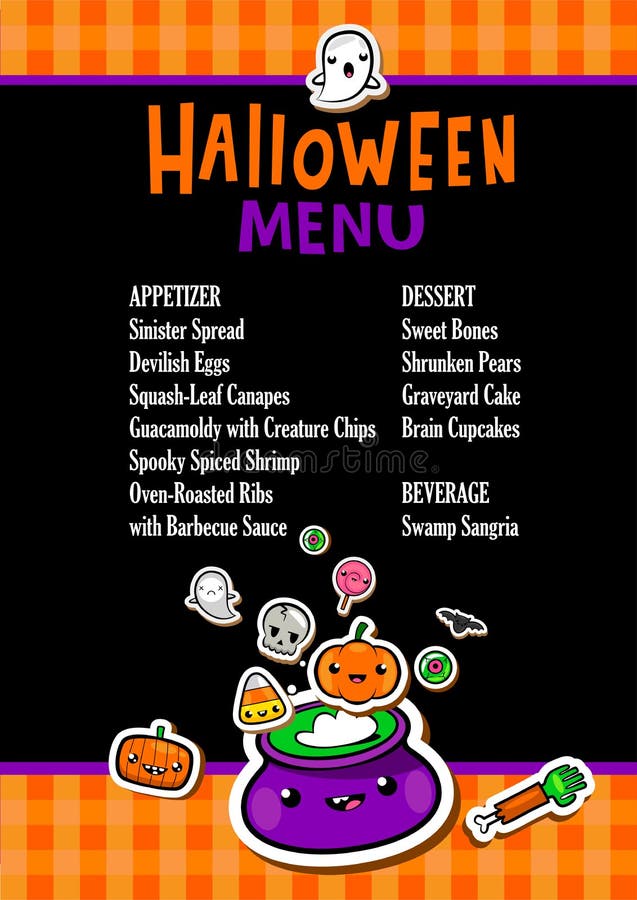 Halloween Menu Template stock vector. Illustration of moon - 161940772