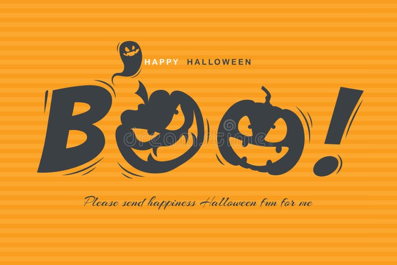 Halloween Message Boo! on Orange Background. Stock Vector ...