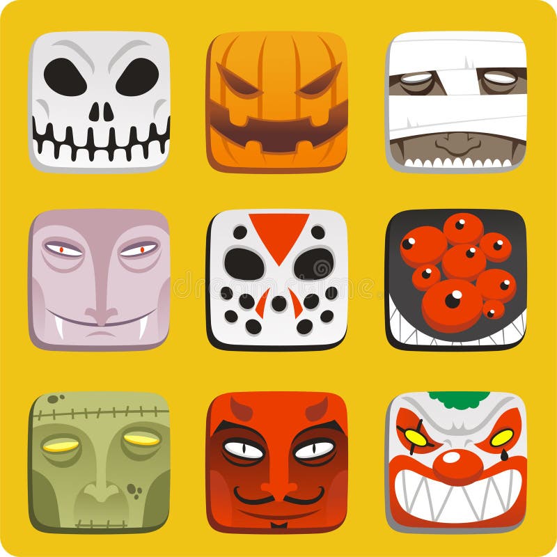 Halloween monster icons stock illustration. Illustration of mixing ...
