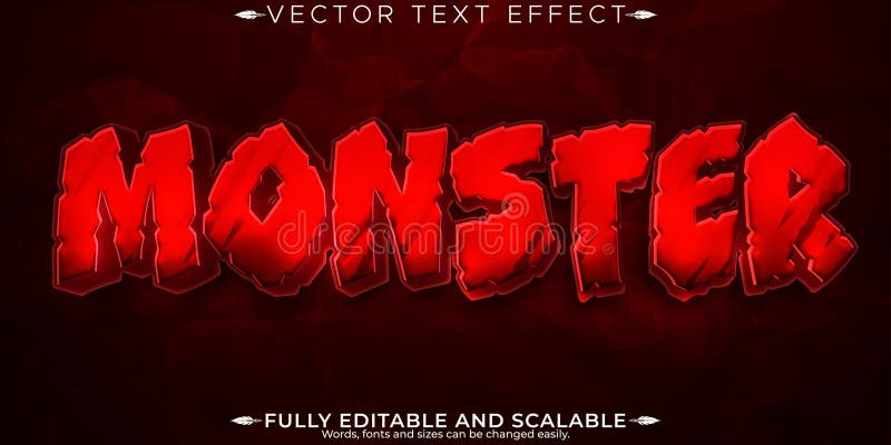 Halloween Monster Text Effect, Editable Red and Evil Text Style Stock ...