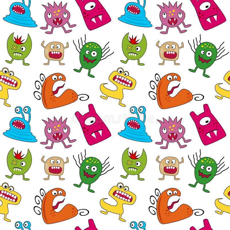 Halloween Monsters Seamless Stock Vector - Illustration of repeat ...