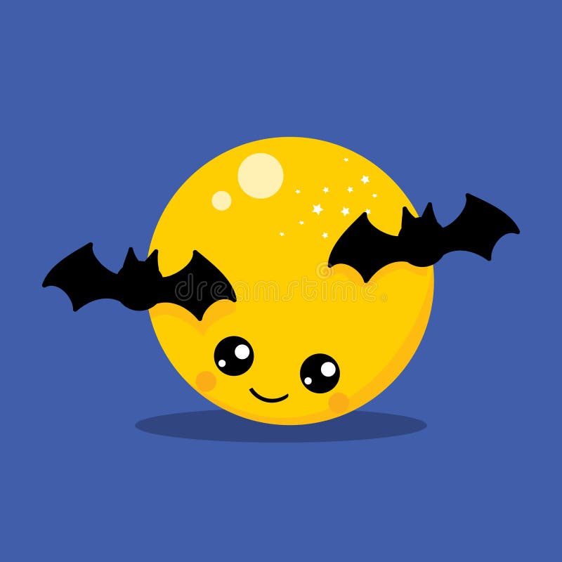 Halloween moon bat 03 stock vector. Illustration of moon - 198987954