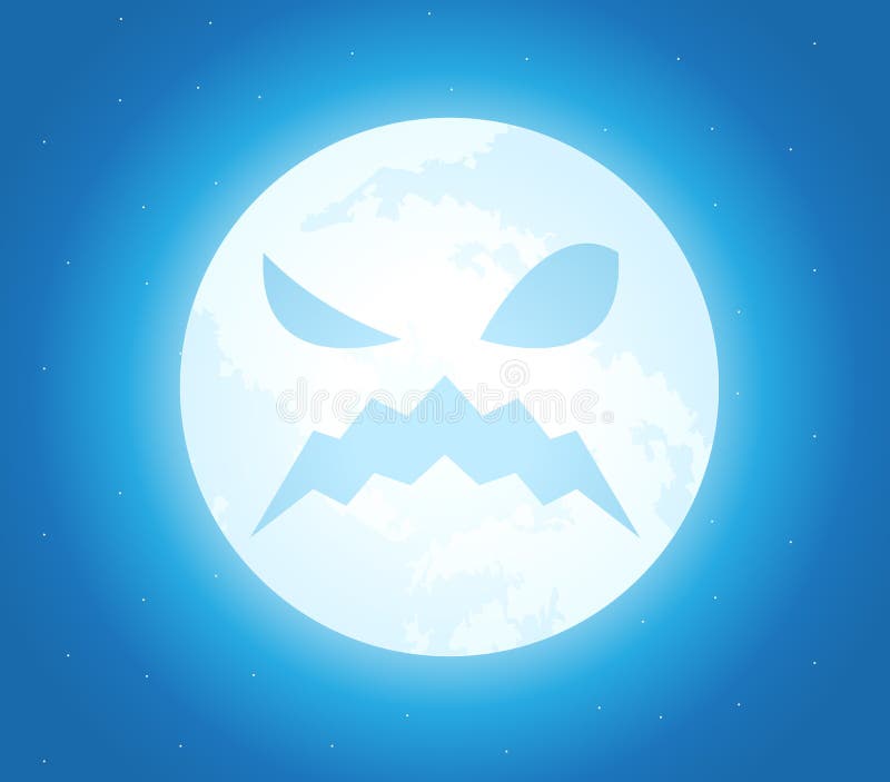 The Halloween Moon with Scary Face Stock Illustration - Illustration of ...