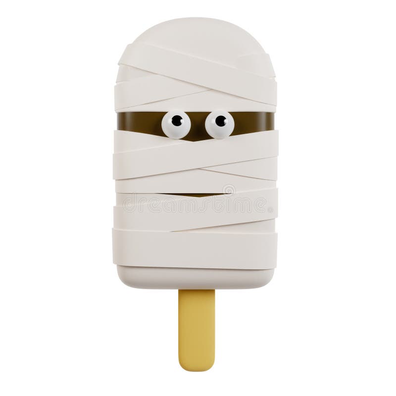 Halloween Mummy Ice Cream Popsicle 3D Illustration Stock Illustration ...
