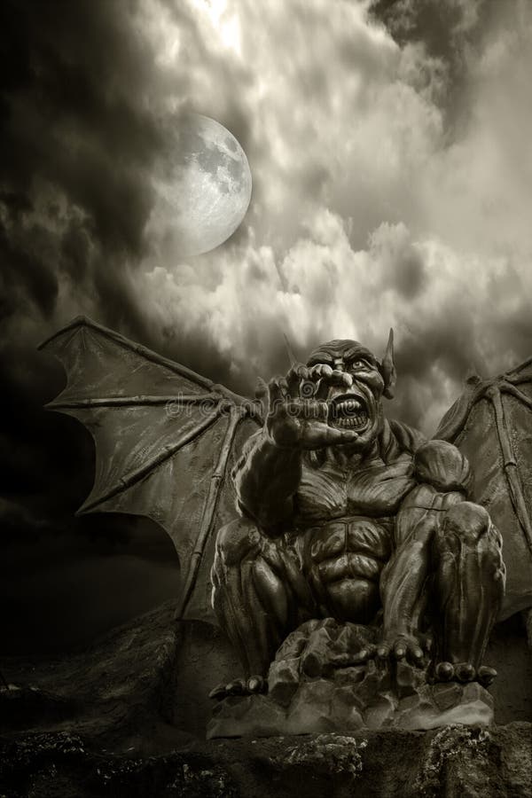 Halloween - Night Demon and Full Moon Stock Photo - Image of monster ...
